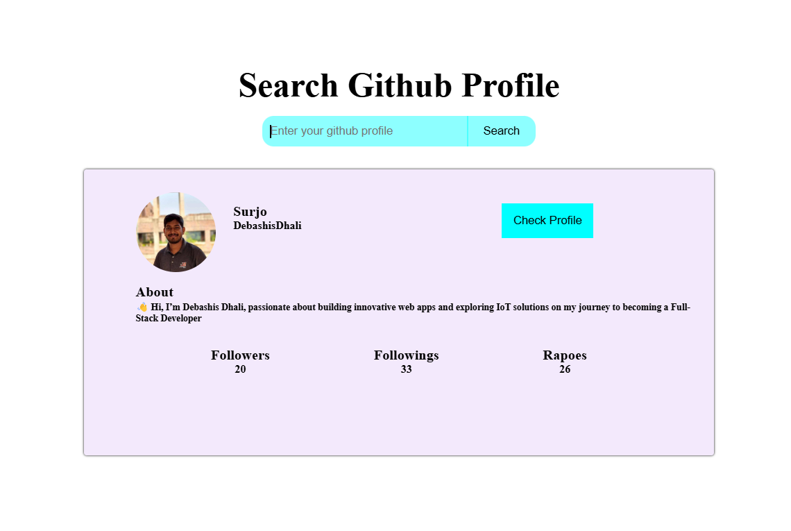 FindGithubProfile | Debashis's Portfolio